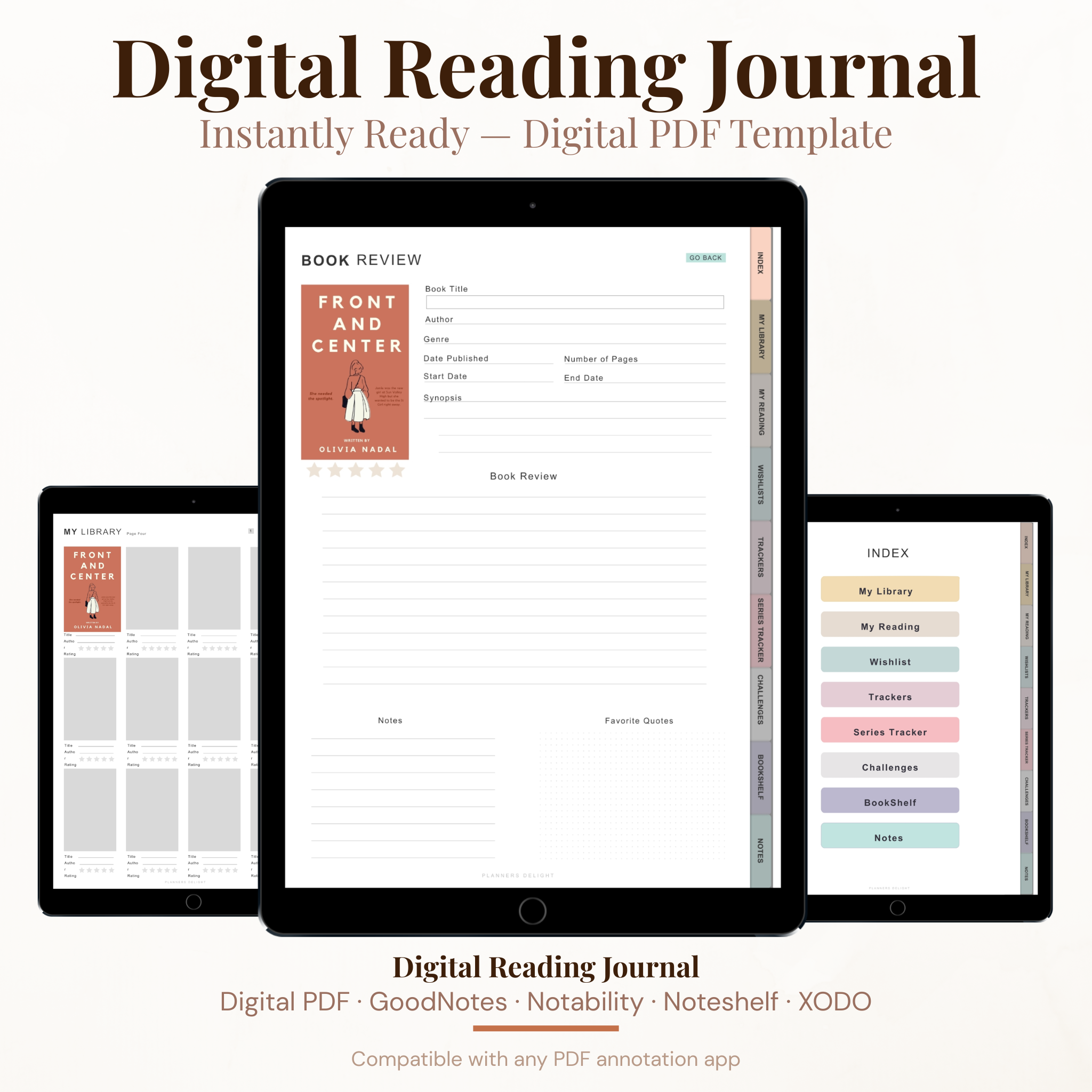 Digital Reading Journal PDF | Book Tracker | GoodNotes | Instant Download